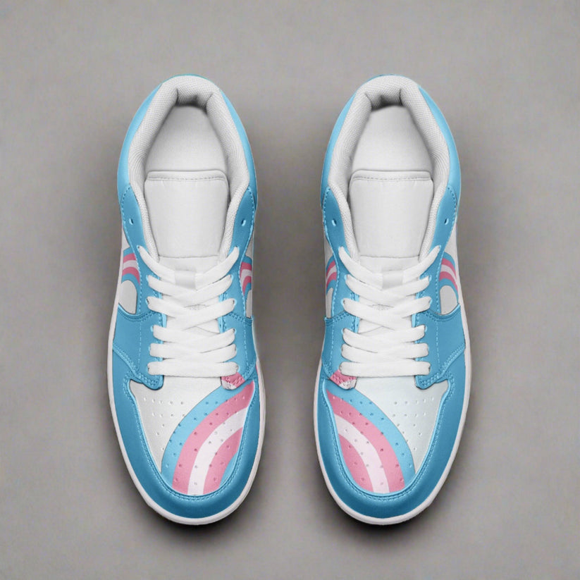 Transgender Pride Sneakers - Low Top, BABY BLUE, Unisex, Leather| Rose ...